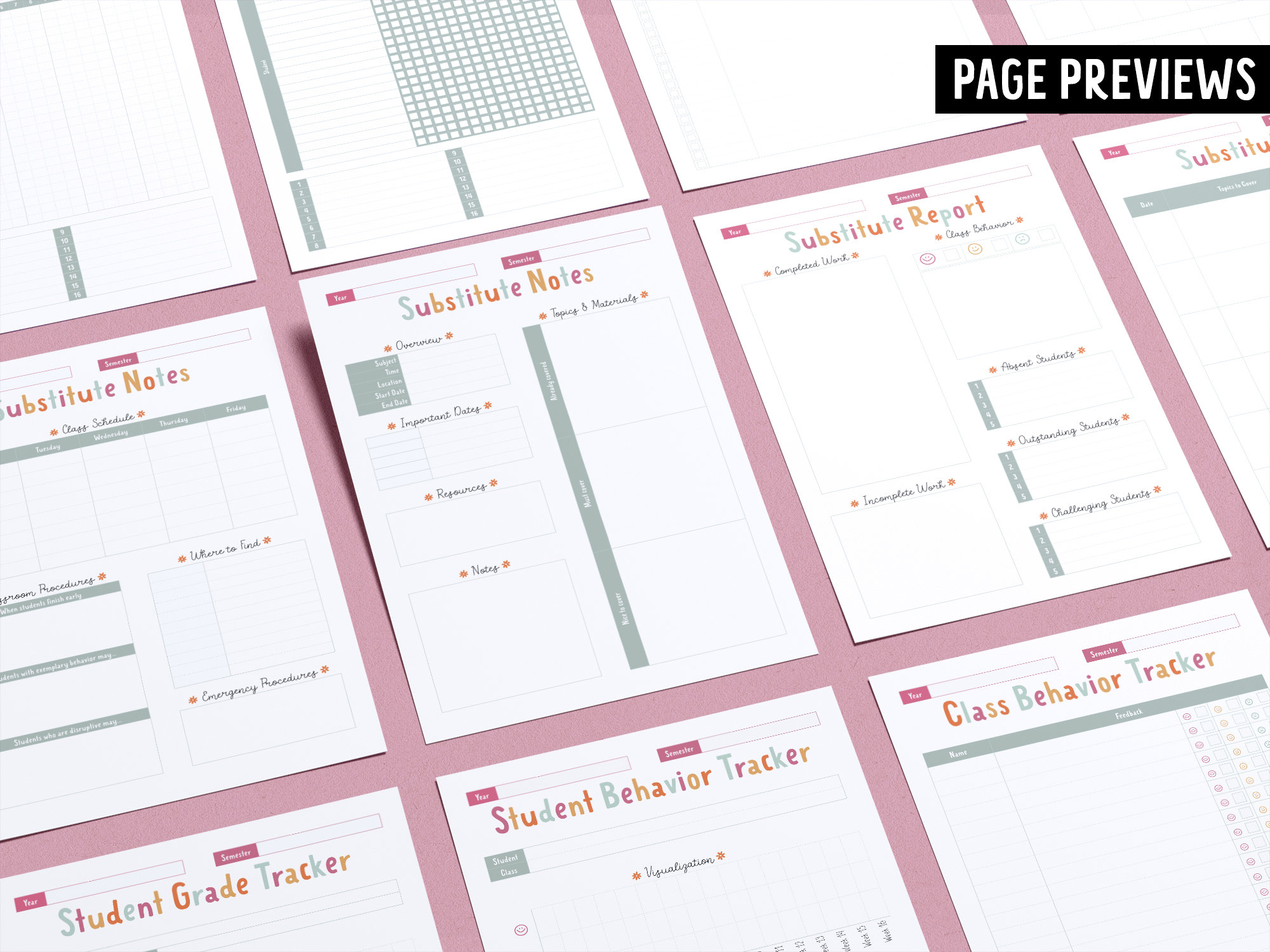 Fillable Printable Planner Bundle for Teachers // 65 Pages // A4 ...