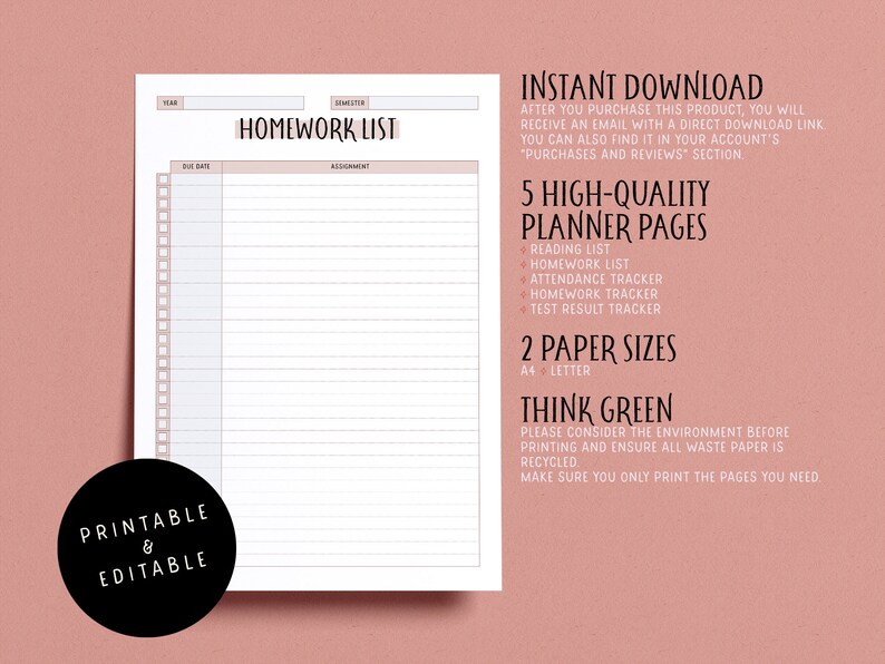 Fillable Printable Lists and Class Roster Planner Pages for Teachers ...