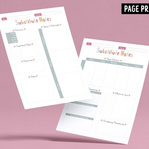 Fillable Printable Substitute Plan, Substitute Notes and Substitute ...