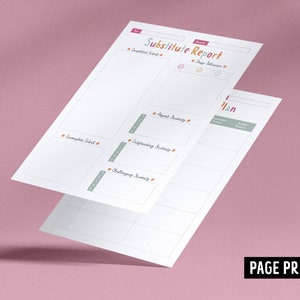 Fillable Printable Substitute Plan, Substitute Notes and Substitute ...