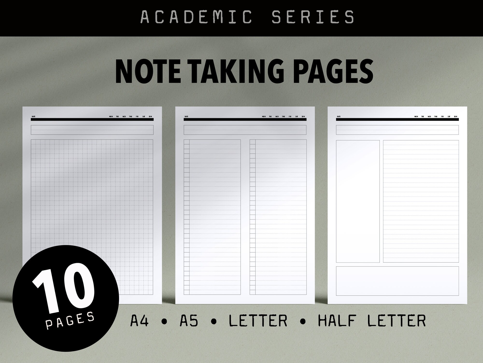 Printable Note Taking Pages for Students // A4 A5 Letter Half-letter - Etsy
