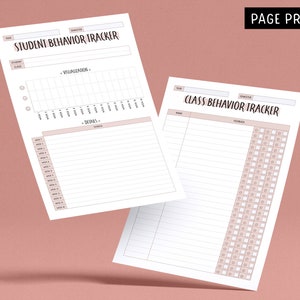 Printable Grade and Behavior Tracker Planner Pages for Teachers // 6 ...