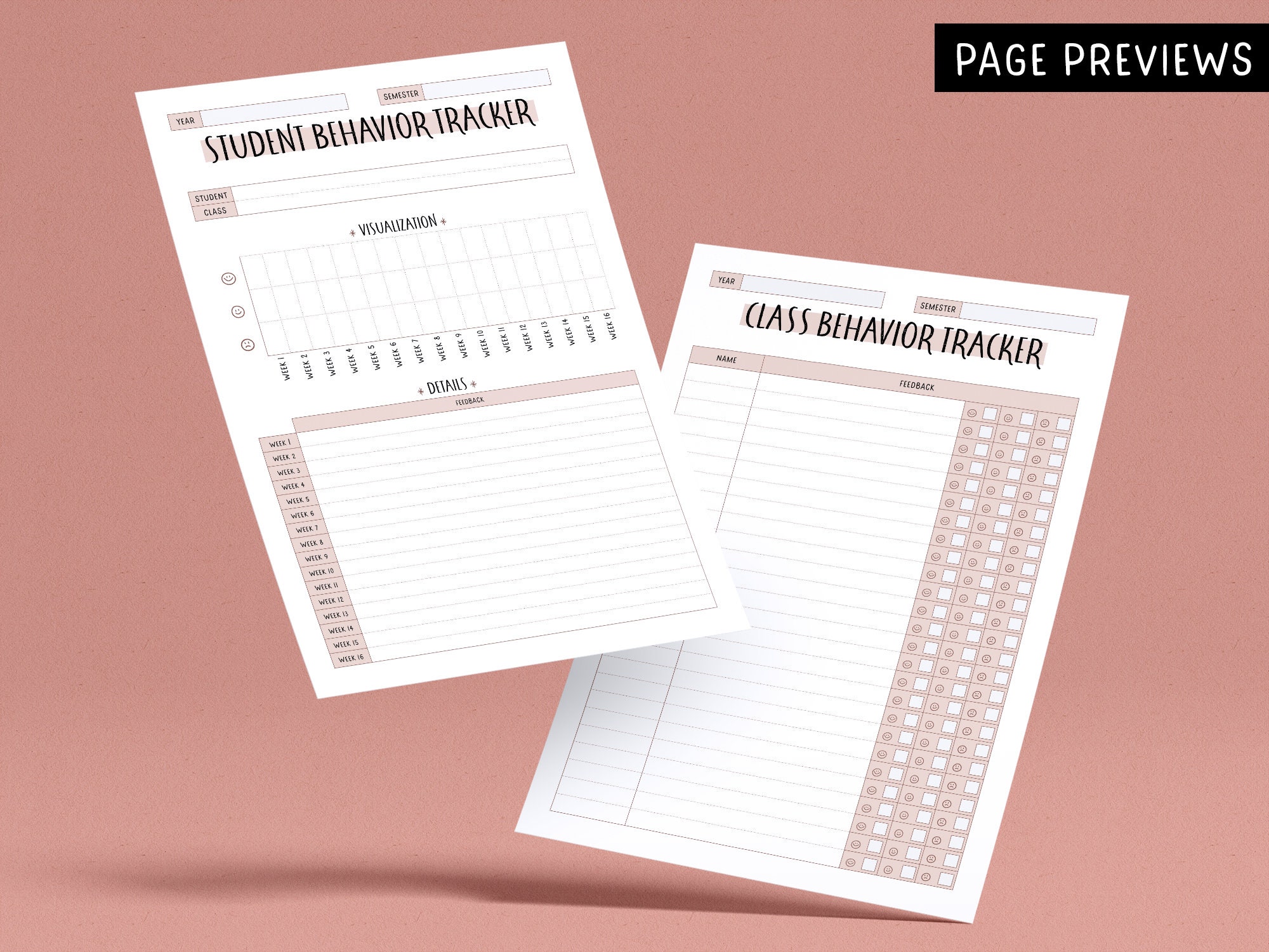 Printable Grade and Behavior Tracker Planner Pages for Teachers // 6 ...