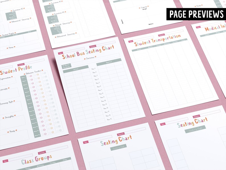Fillable Printable Student Profile, Student List and Seating Chart ...
