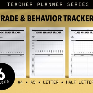Printable Grade and Behavior Tracker Planner Pages for Teachers // A4 ...