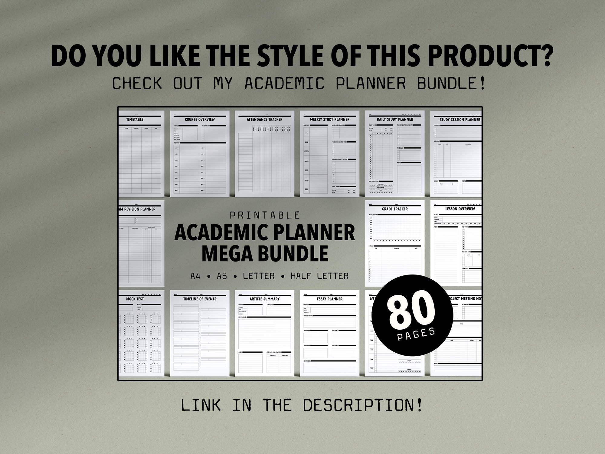 Printable Grade Tracker Planner Pages for Students // A4 + A5 + Letter ...