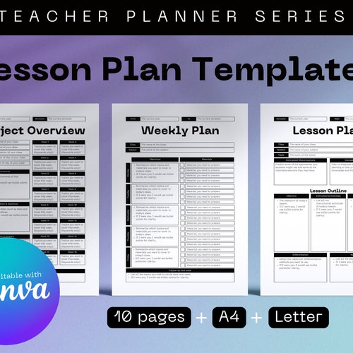 Printable Lesson Plan and Curriculum Map Templates for - Etsy