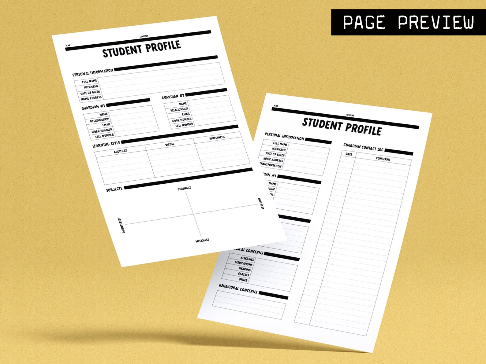 Printable Student Profile, Student List and Seating Chart Templates for ...