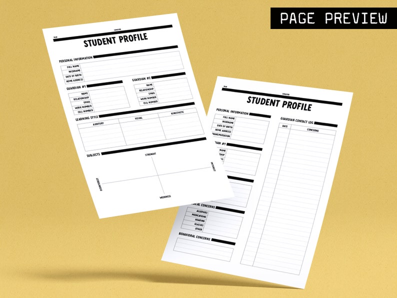 Printable Student Profile, Student List and Seating Chart Templates for ...