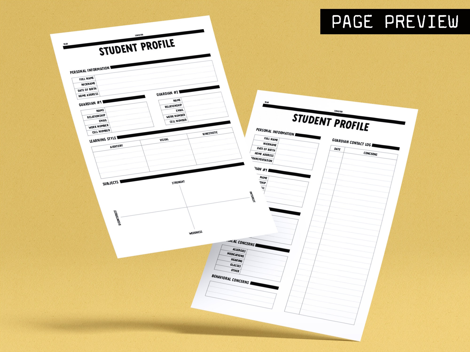 Printable Student Profile, Student List and Seating Chart Templates for ...