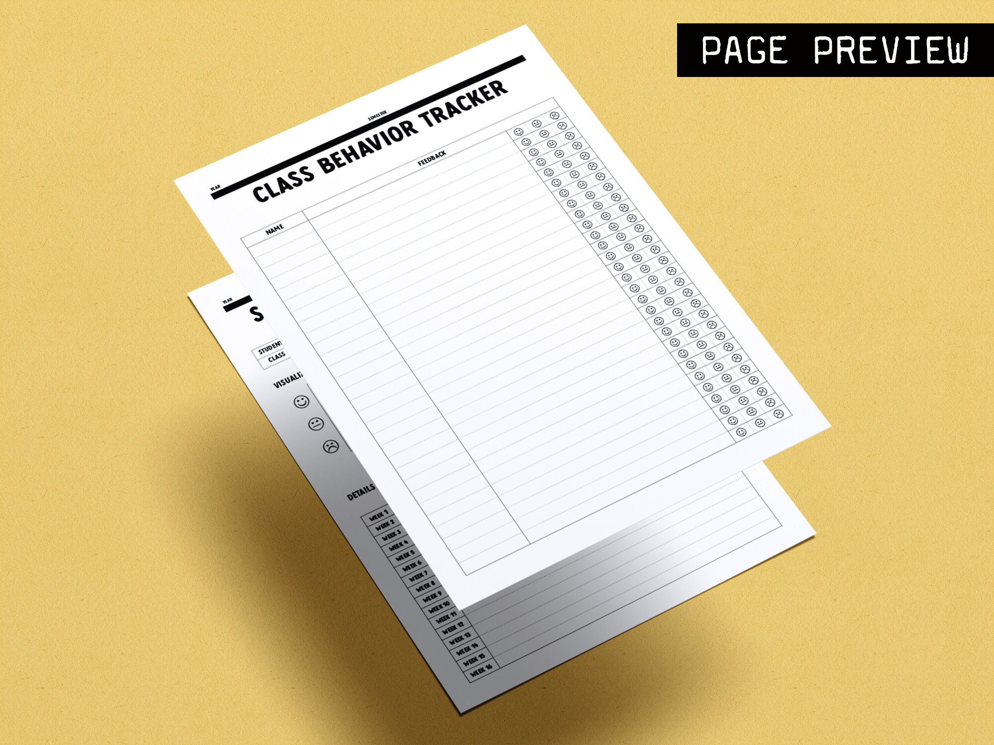 Printable Grade and Behavior Tracker Planner Pages for Teachers // A4 ...