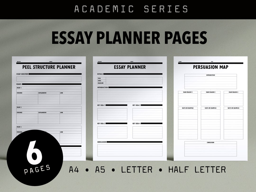 Printable Academic Essay Planner Pages for Students // A4 + A5 + Letter ...