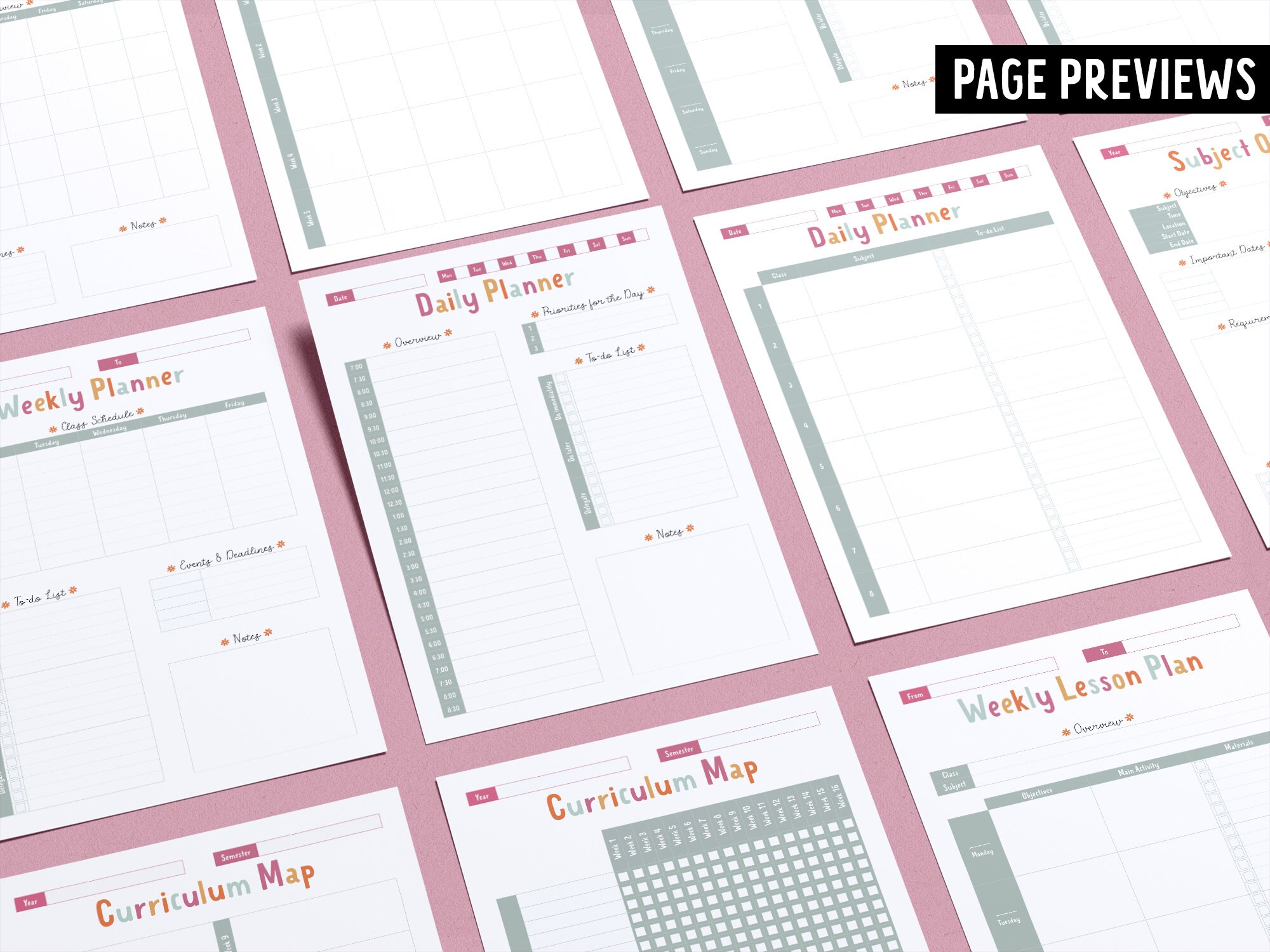 Fillable Printable Planner Bundle for Teachers // 65 Pages // A4 ...