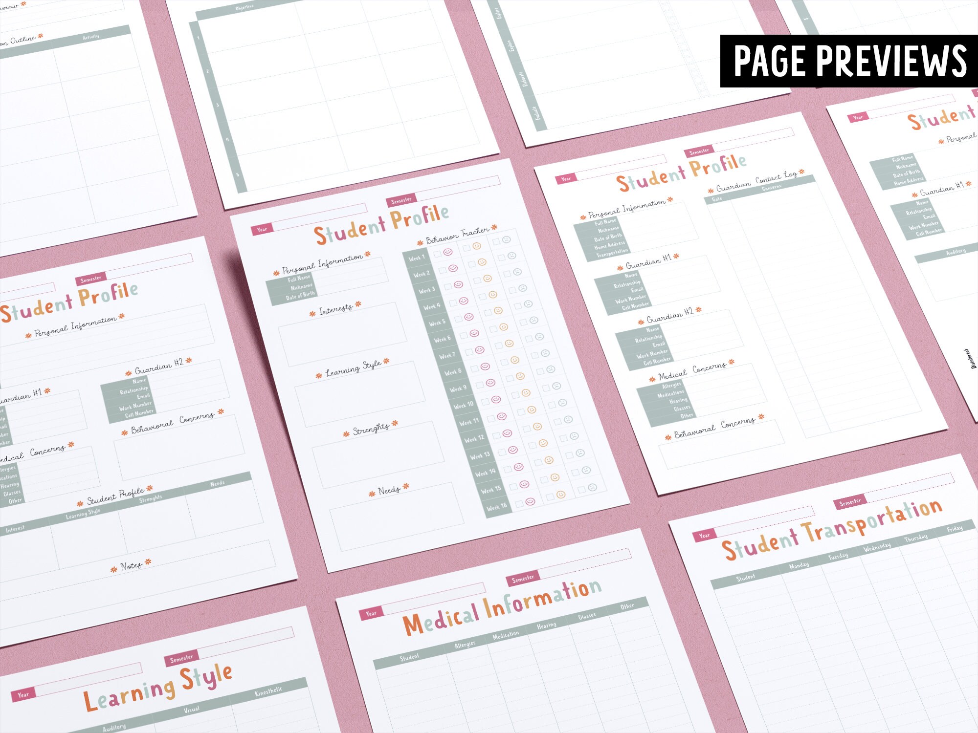 Fillable Printable Planner Bundle for Teachers // 65 Pages // A4 ...