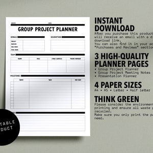 Printable Academic Group Project Planner Pages for Students // A4 + A5 ...