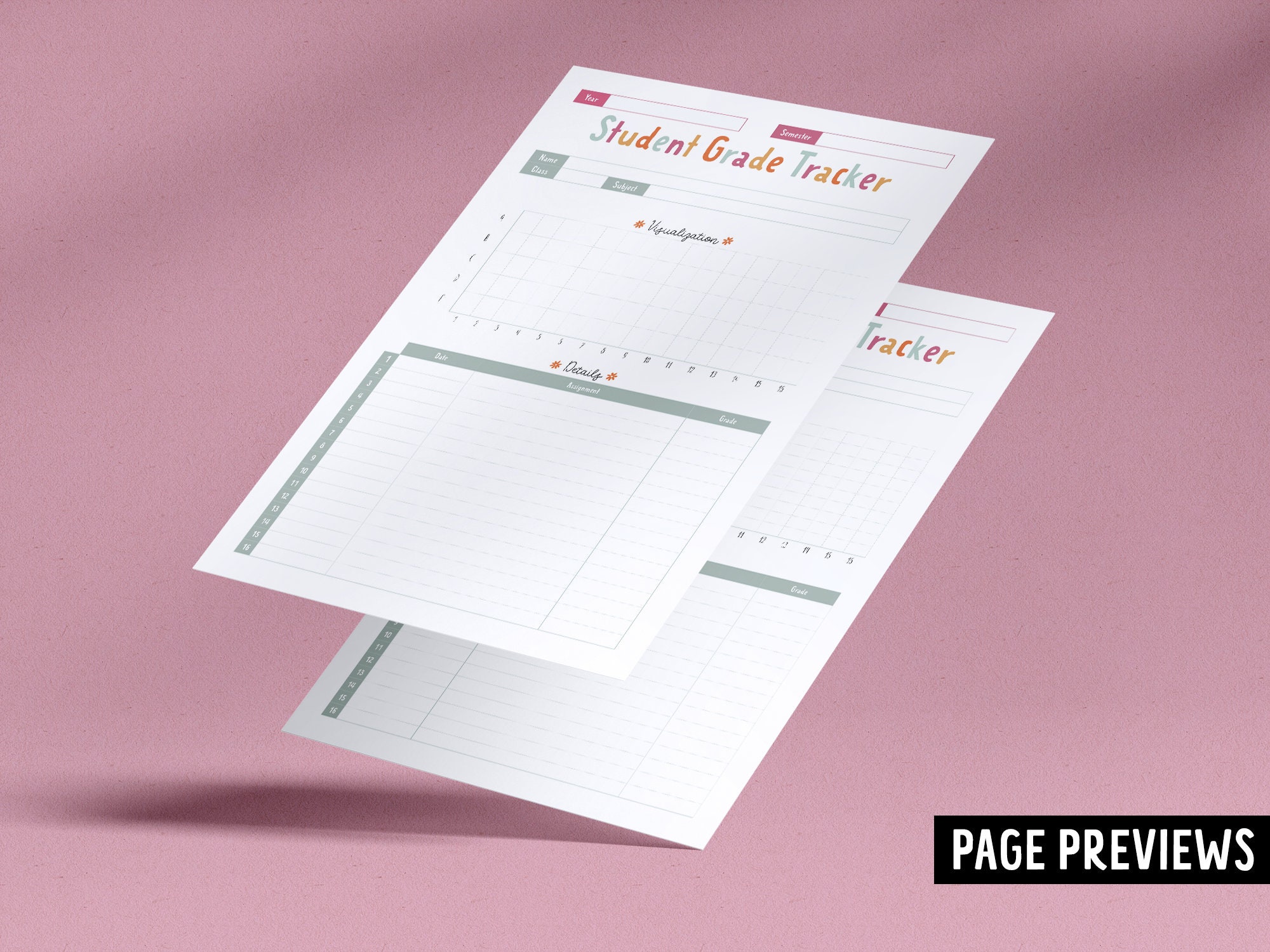 Printable Grade and Behavior Tracker Planner Pages for Teachers // 6 ...