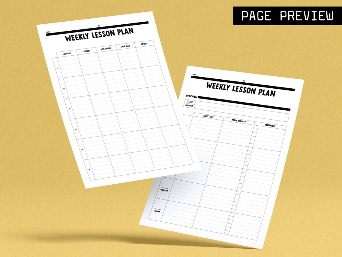 Printable Lesson Plan and Curriculum Map Templates for - Etsy