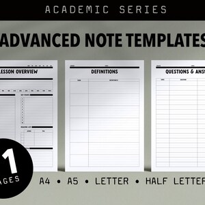 Printable Advanced Academic Note Taking Pages for Students // A4 + A5 ...