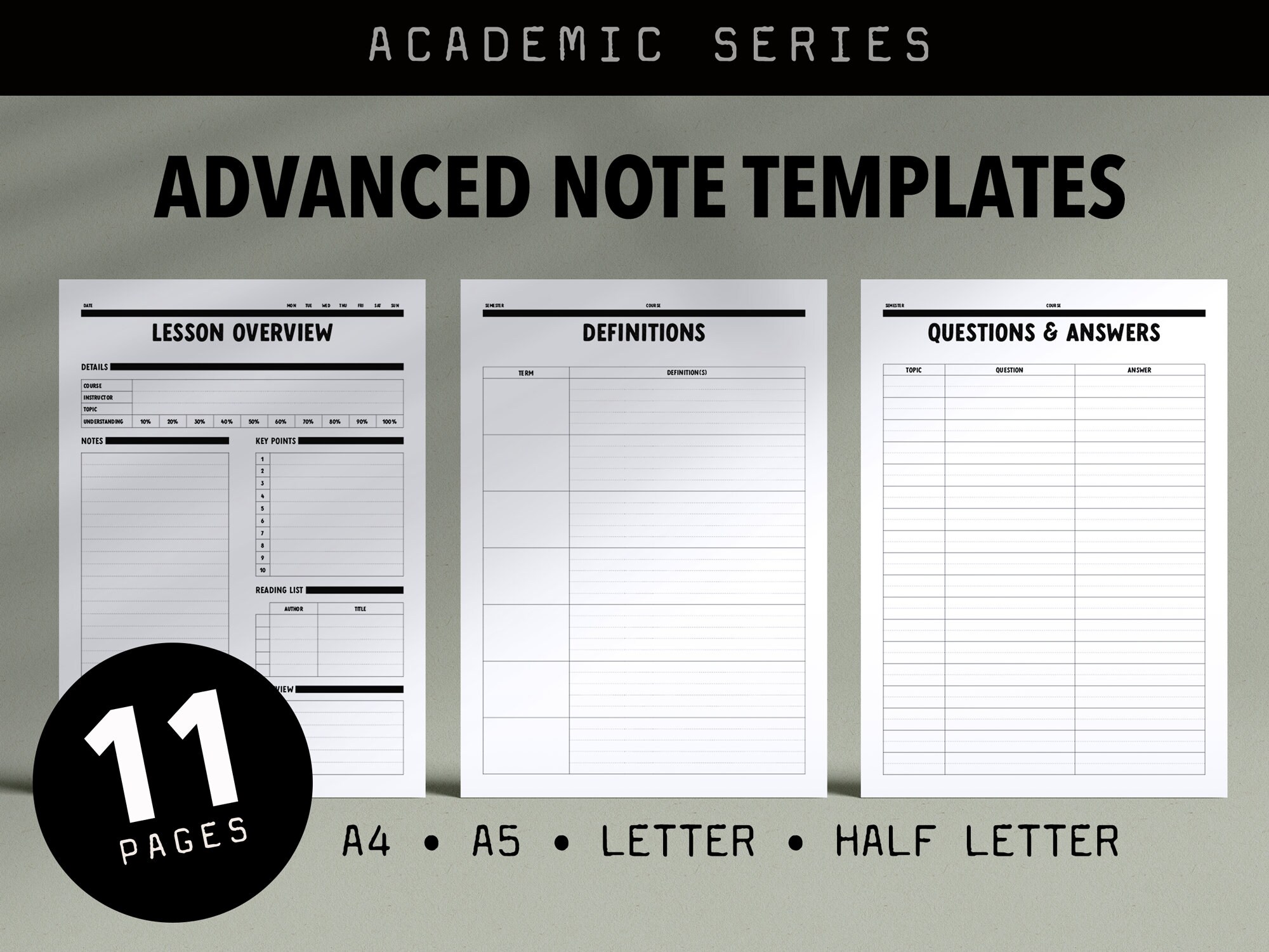 Printable Advanced Academic Note Taking Pages for Students // A4 + A5 ...