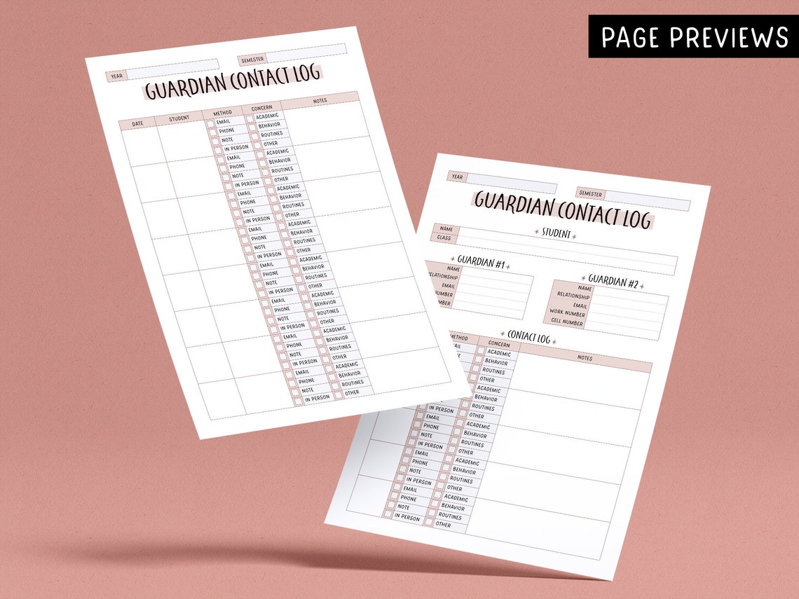Fillable Printable Teacher-parent Communication Planner Pages for ...