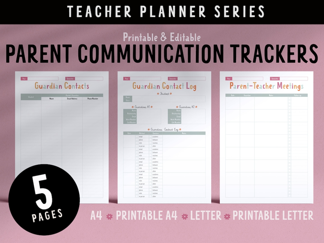Fillable Printable Teacher-parent Communication Planner Pages for ...