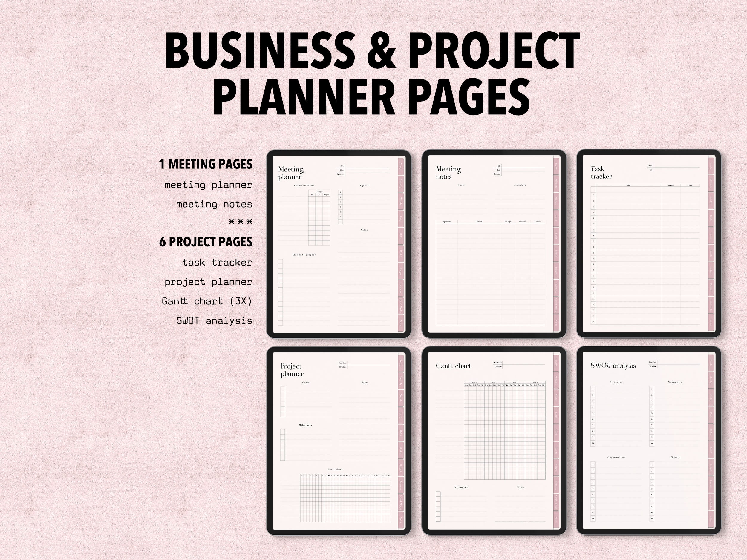 Floral Undated Digital Planner Pastel Rose Edition - Etsy