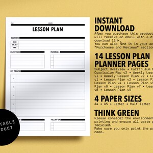 Printable Lesson Plan and Curriculum Map Templates for Teachers // A4 ...