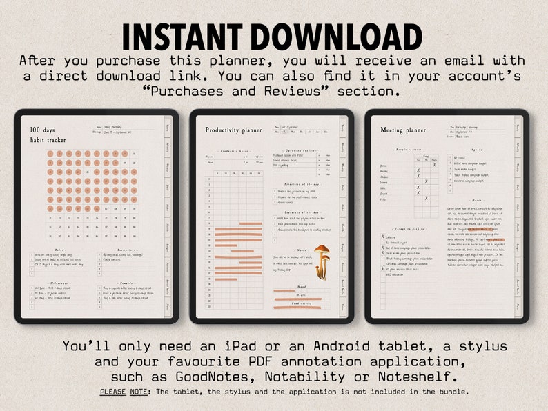 Cottagecore / Light Academia Inspired Undated Digital Planner - Vintage ...