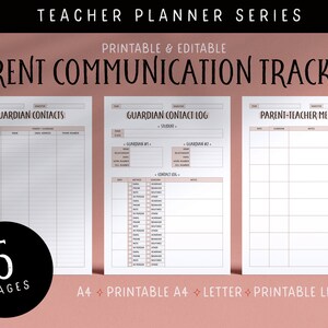 Fillable Printable Teacher-parent Communication Planner Pages for ...