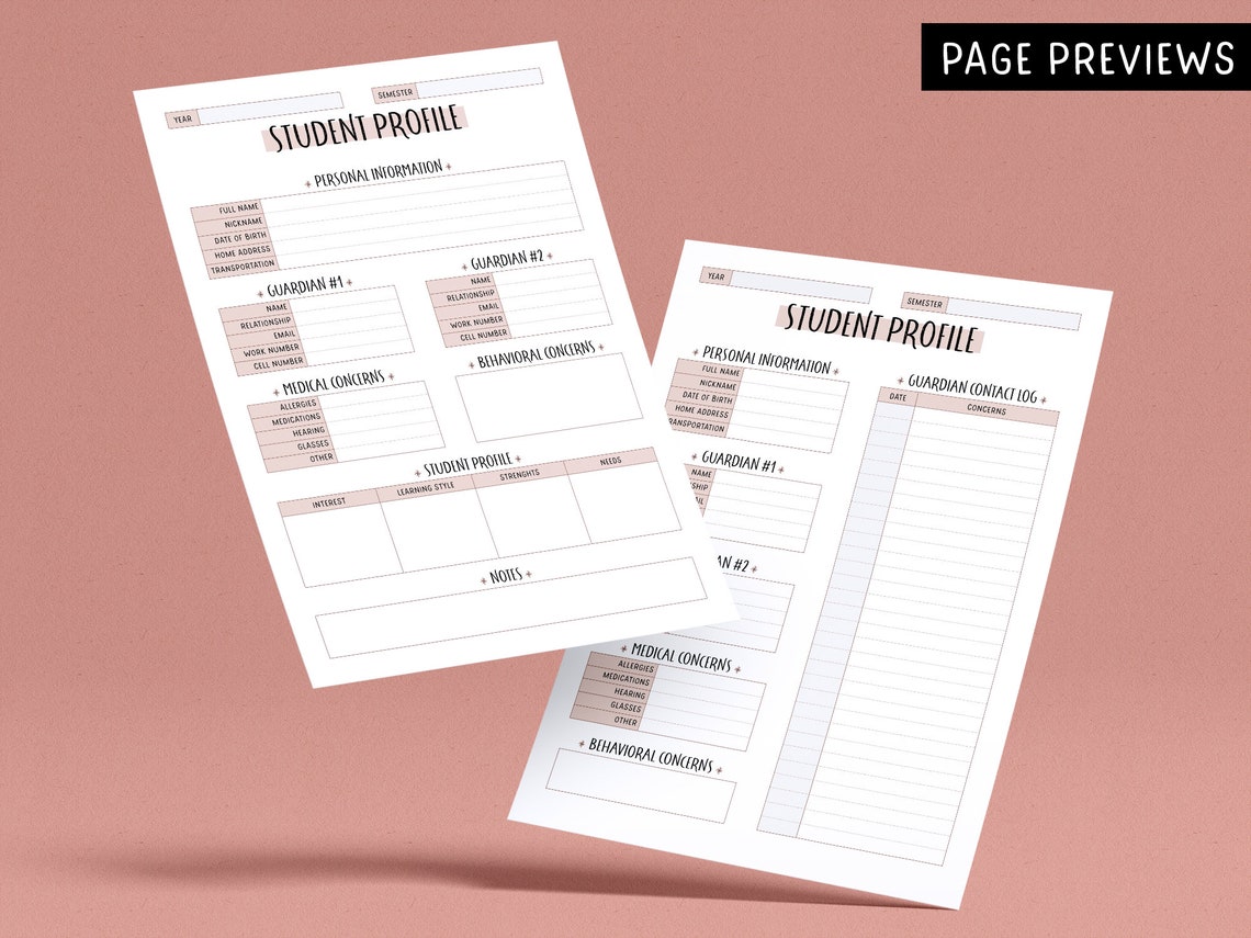 Fillable Printable Student Profile Student List and Seating - Etsy