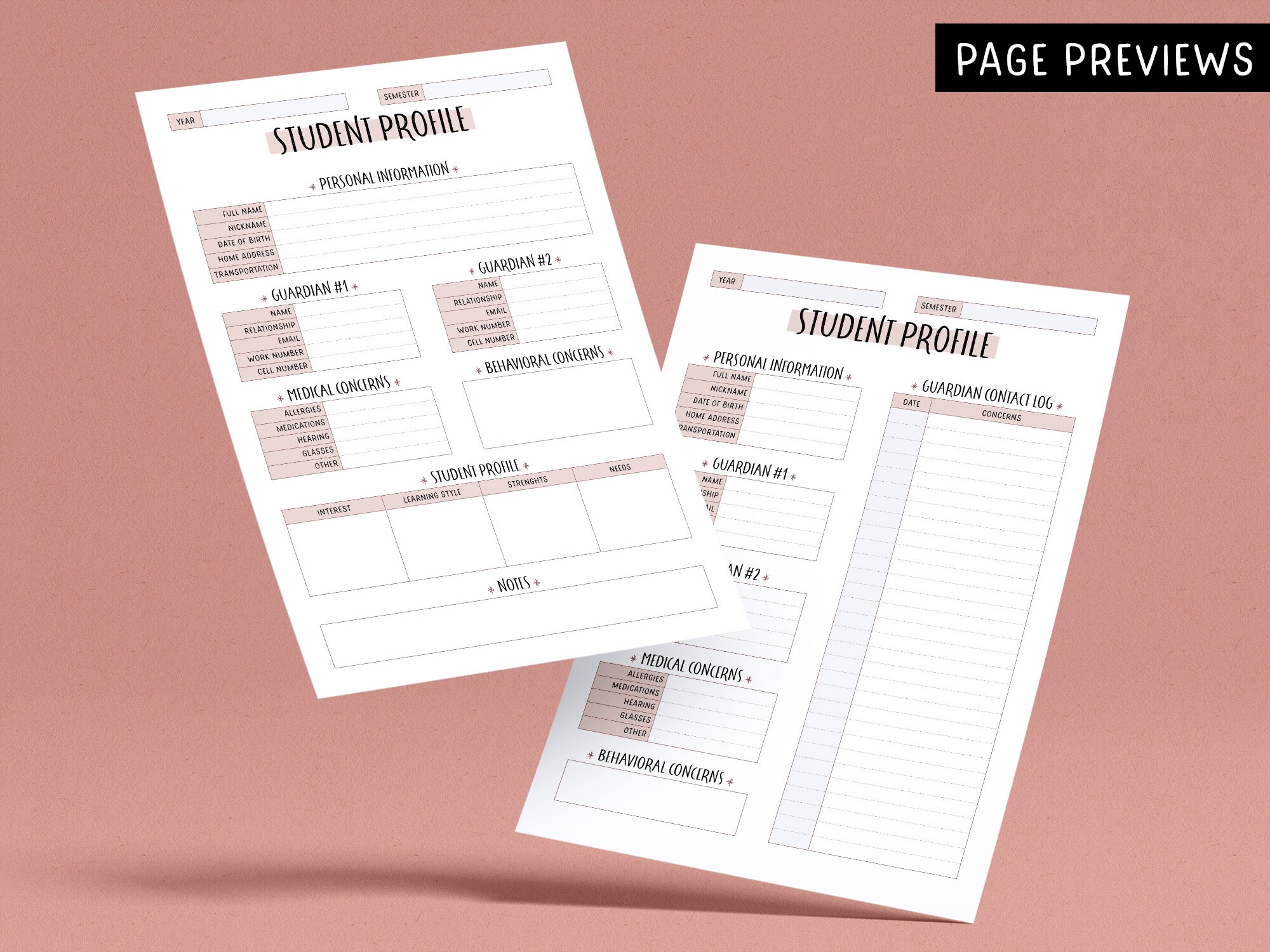 Fillable Printable Student Profile Student List and Seating - Etsy