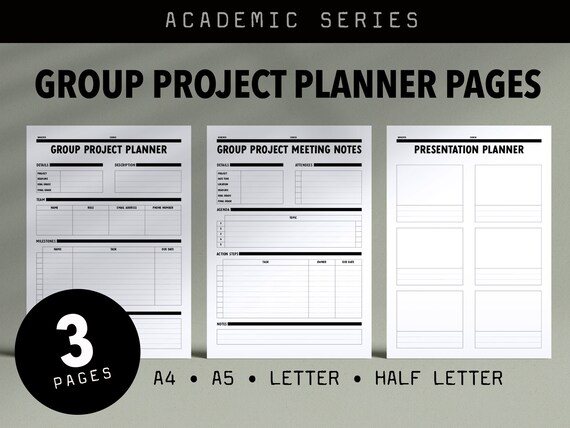 Printable Academic Group Project Planner Pages for Students // - Etsy