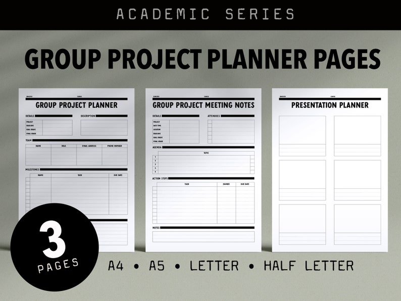 Printable Academic Group Project Planner Pages for Students // A4 + A5 ...