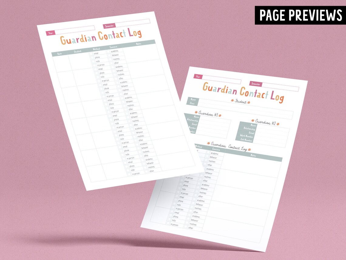 Fillable Printable Teacher-parent Communication Planner Pages for ...
