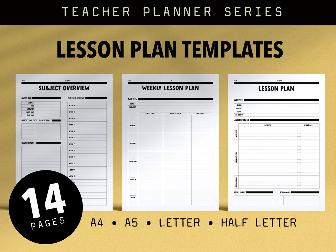 Printable Lesson Plan and Curriculum Map Templates for - Etsy