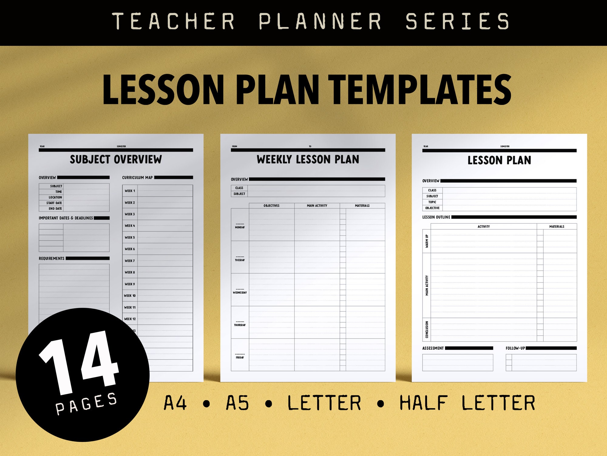 Printable Lesson Plan and Curriculum Map Templates for Teachers // A4 ...
