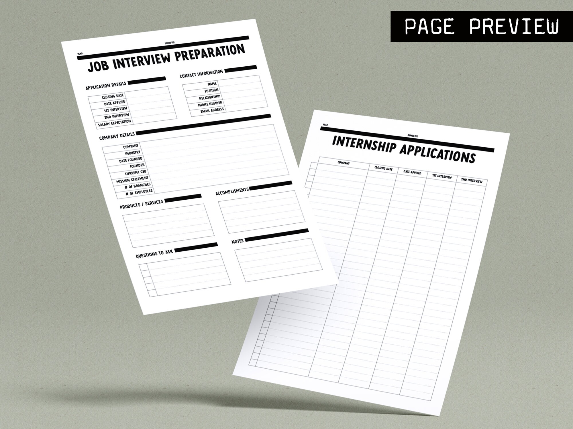Printable Career Planner Pages for Students // A4 + A5 + Letter + Half ...