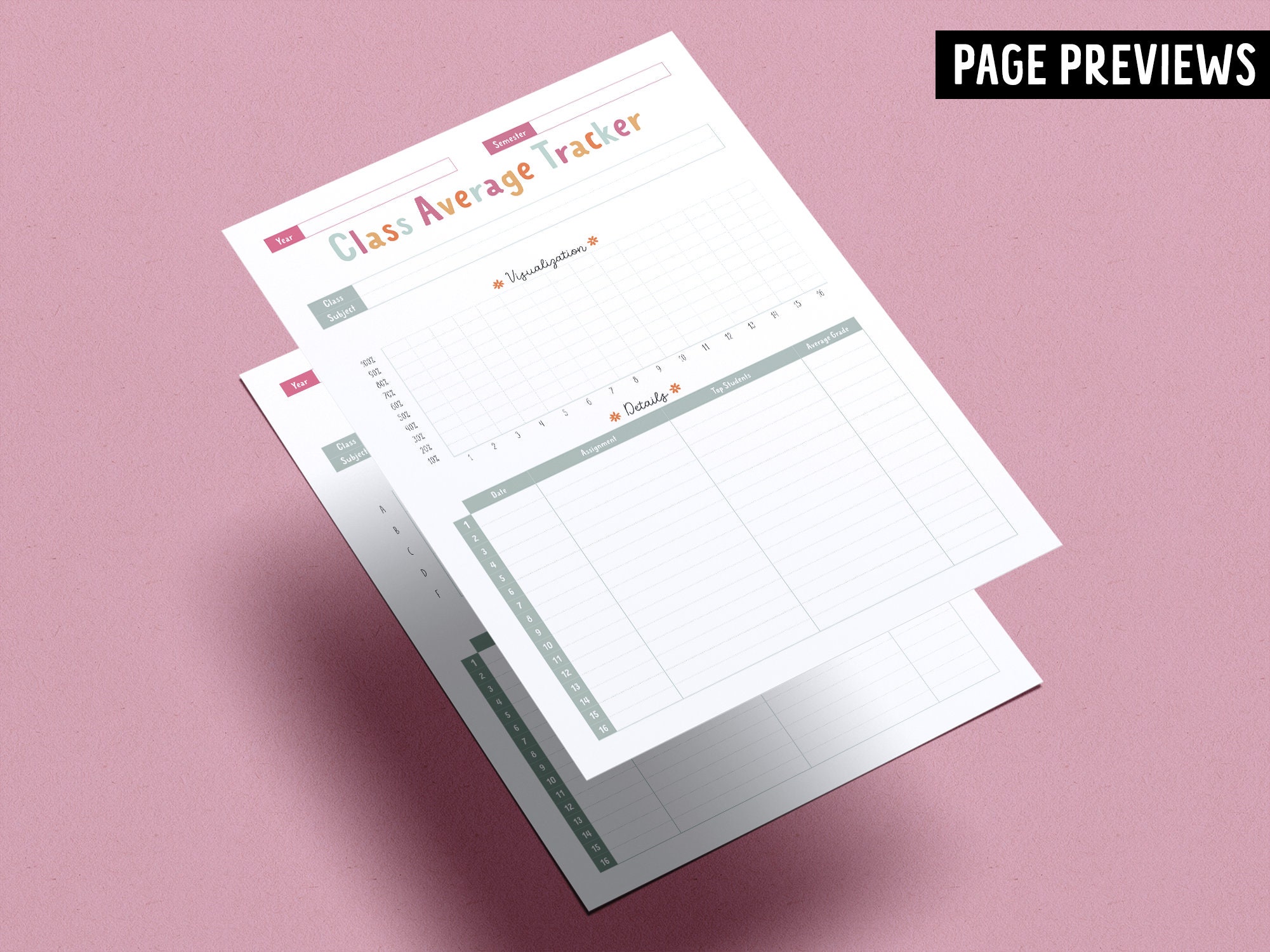 Printable Grade and Behavior Tracker Planner Pages for Teachers // 6 ...