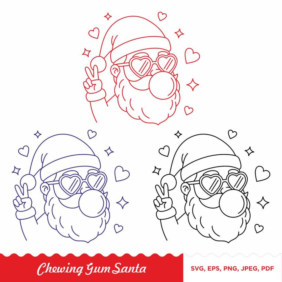 Chewing Gum Santa. Funny Christmas Pop Art Design (digital Download) - Etsy