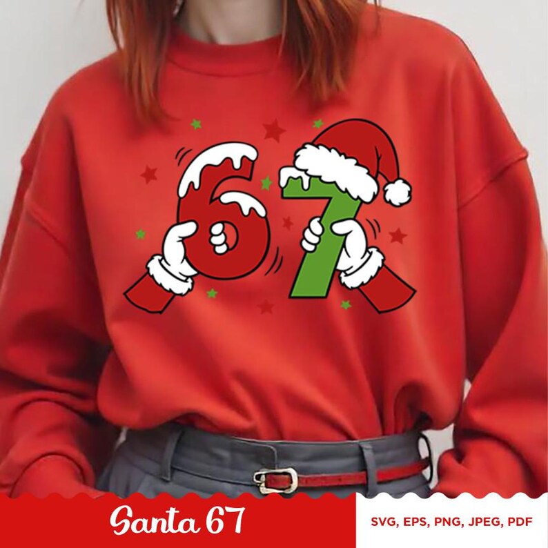 Santa 67 SVG | Christmas Number Clipart (digital Download) - Etsy