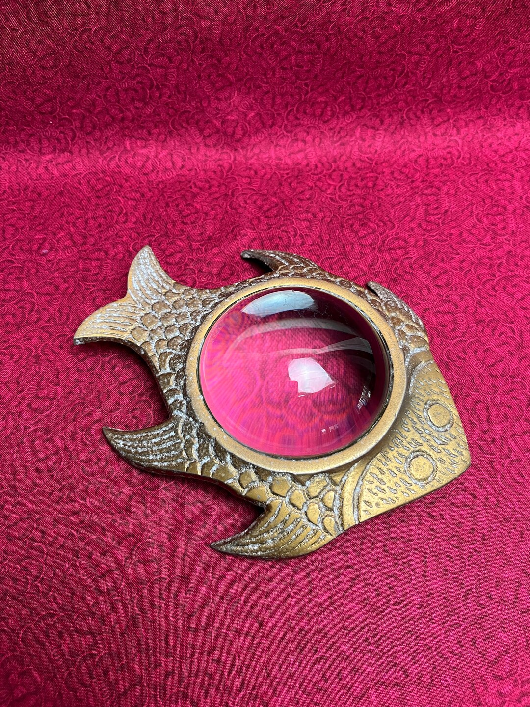 Etched Brass Flounder Fish Domed Magnifying Glass - Etsy