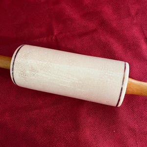 Vintage Ceramic Rolling Pin With Wooden Handles - Etsy