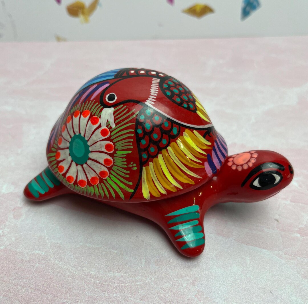 Hand Painted Folk Art Turtle Trinket Box - Etsy