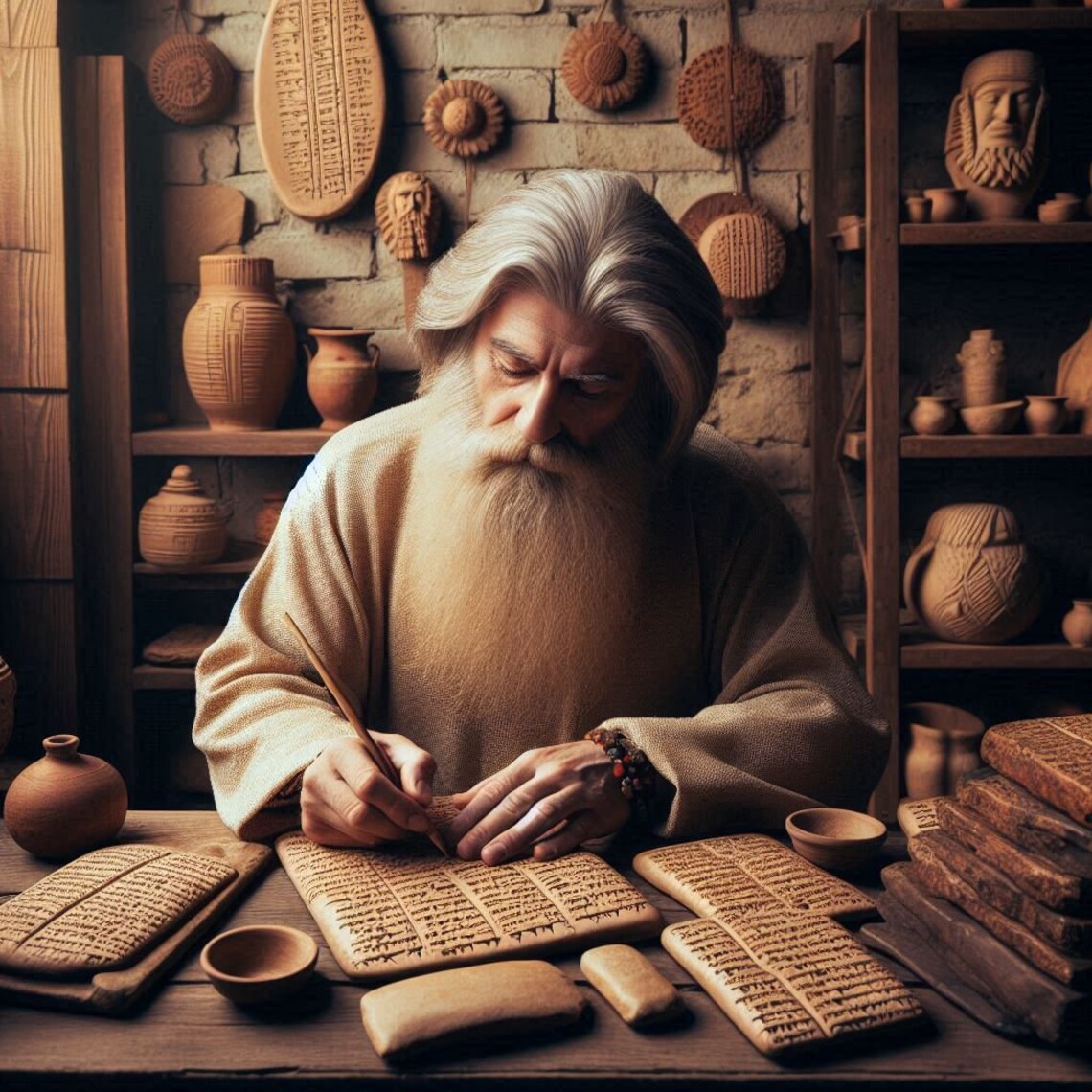 Sumerian Proverbs With Sumerian Cuneiform on a Real Clay Tablet. the ...