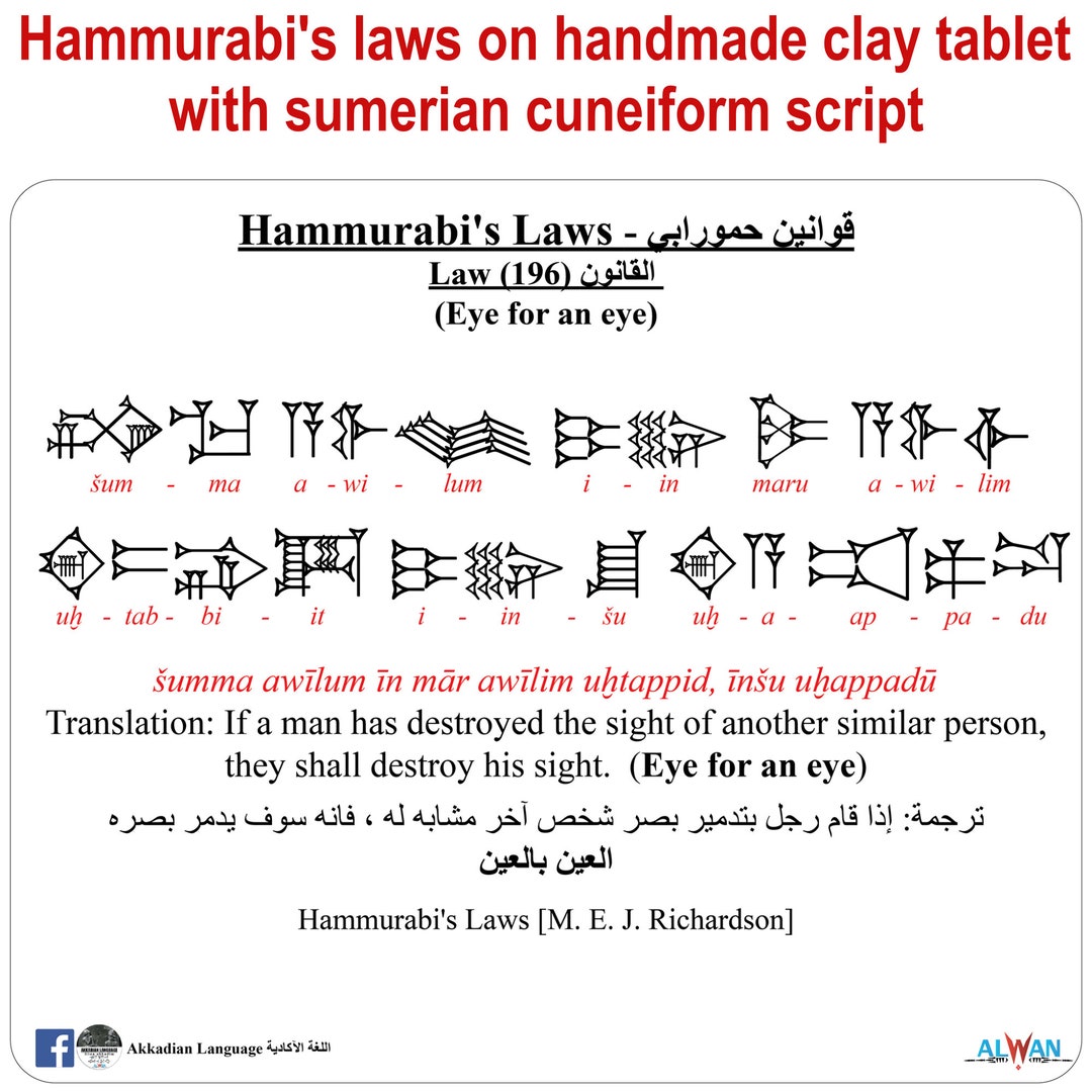 Hammurabis Laws on Handmade Clay Tablet With Sumerian Cuneiform Script ...