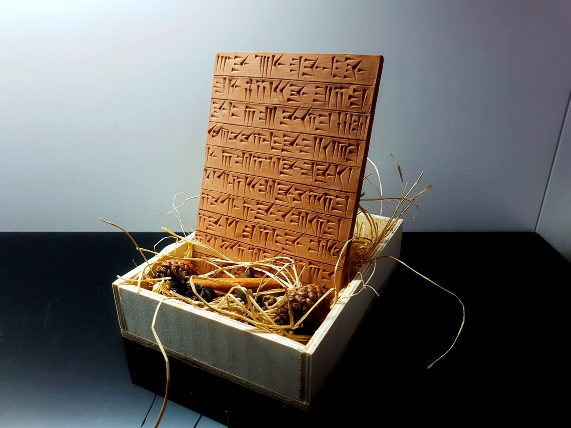 Sumerian Proverbs With Sumerian Cuneiform on a Real Clay Tablet. the ...