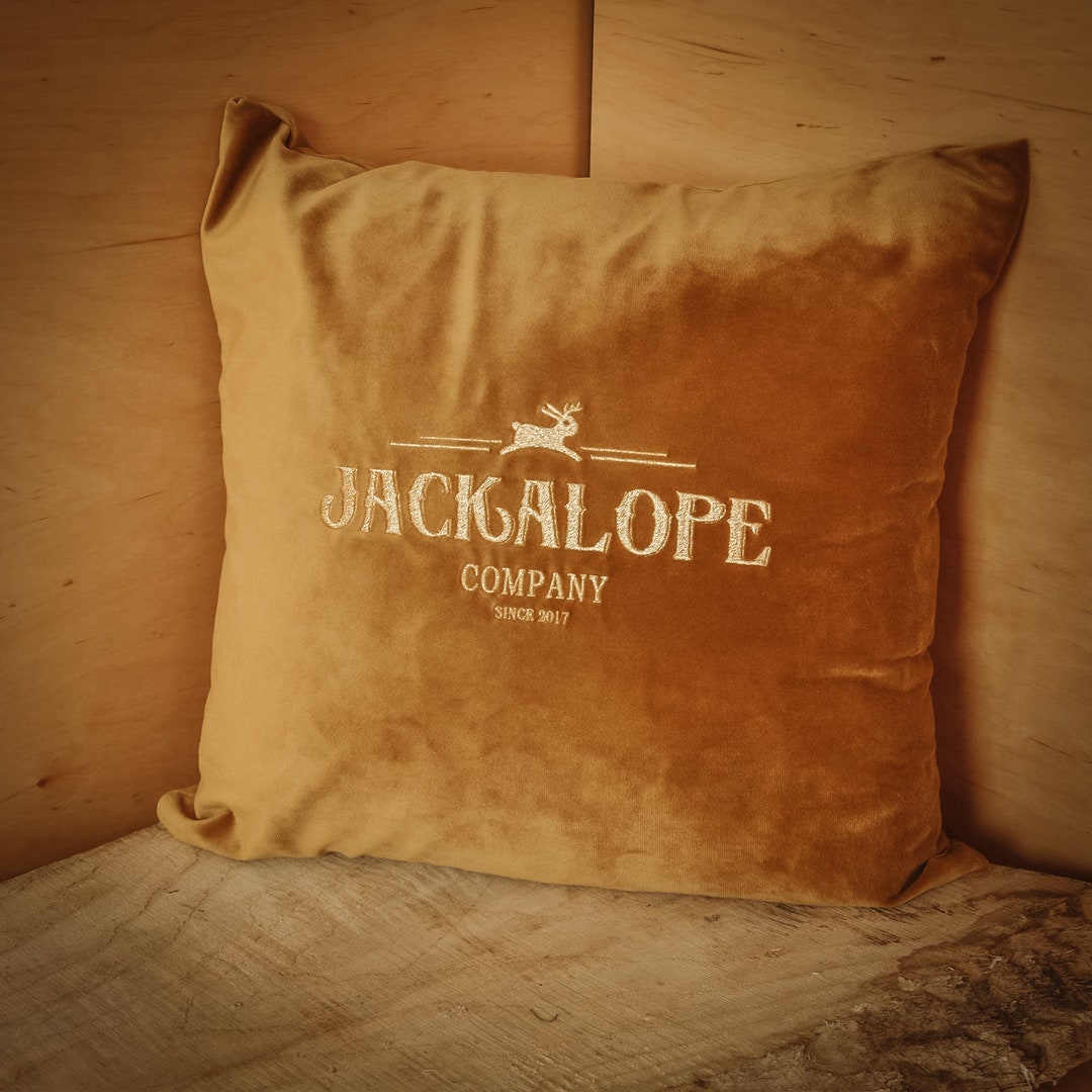 Jackalope Company - Velvet Cushion Cover, Embroidered Vintage Retro ...