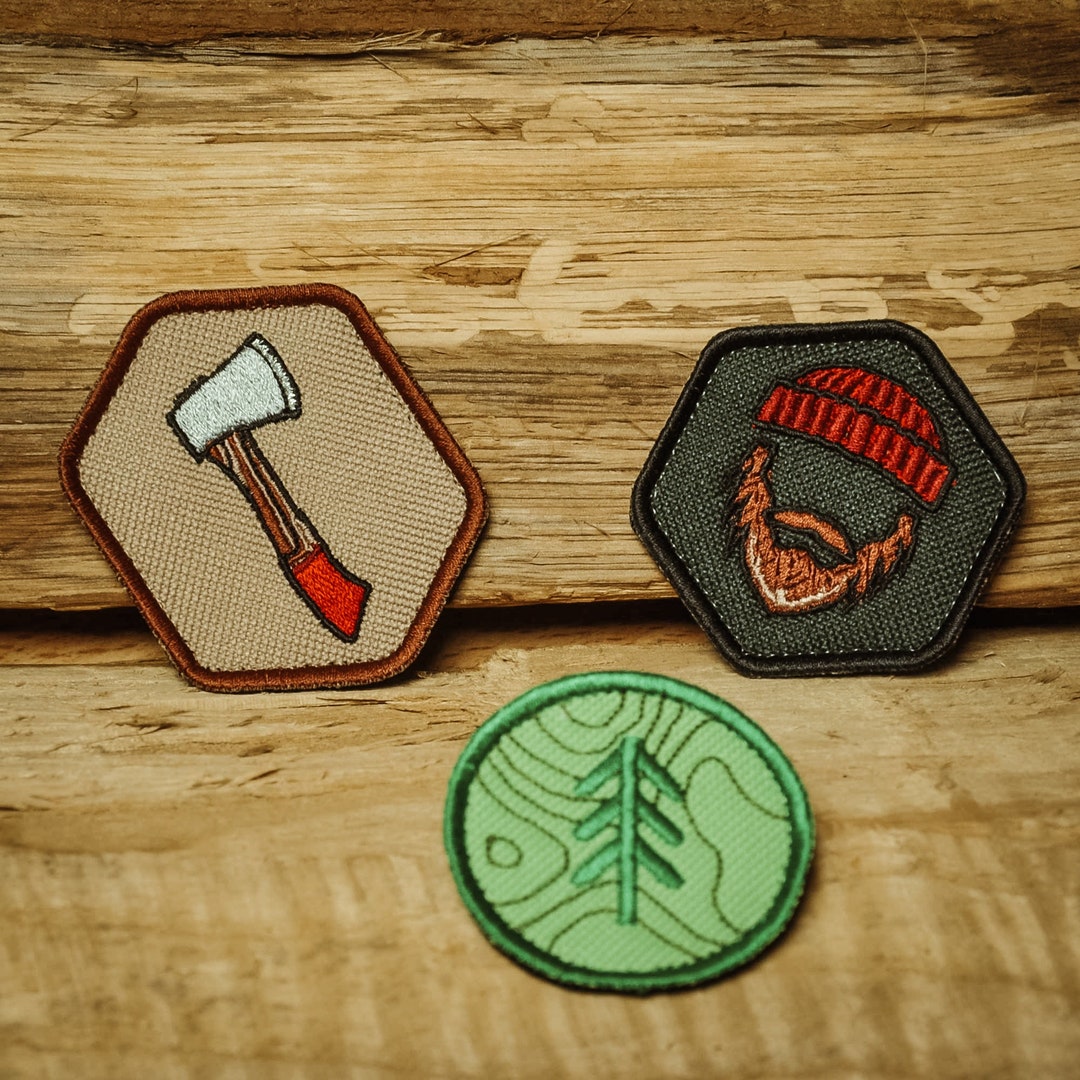 Lumberjack Patches, 3 Patches, Lumberjack Patches Set, Embroidery Morale Patch, Jackalope Forest ...