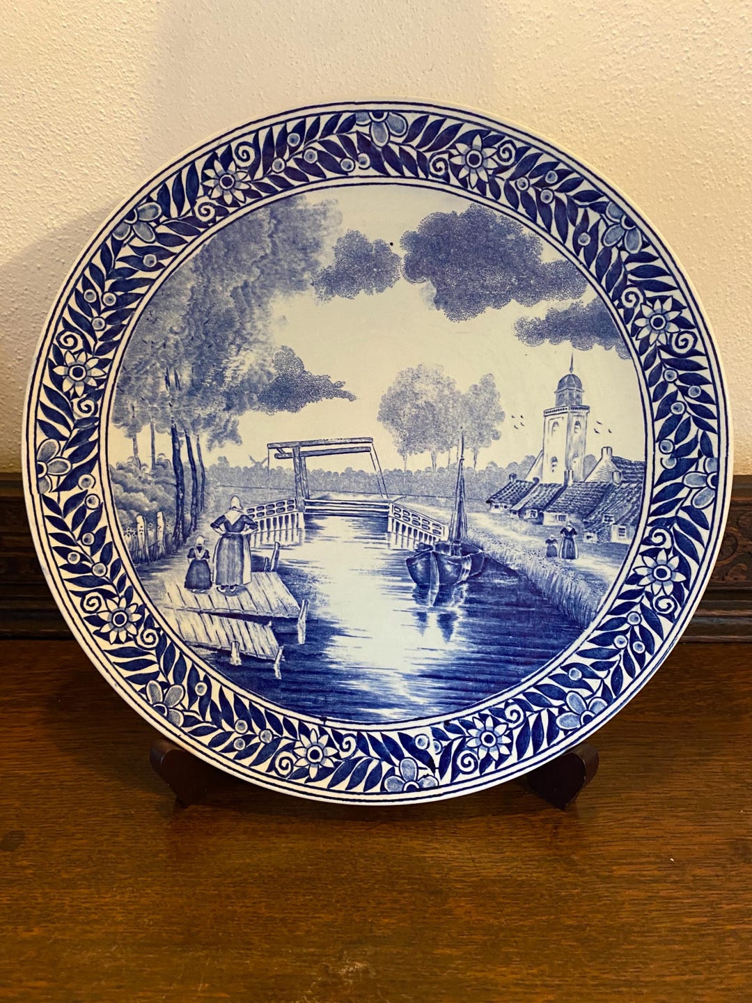 Vintage Large Boch Freres Delft Blue & White Wall Plate C.1960’s - Etsy