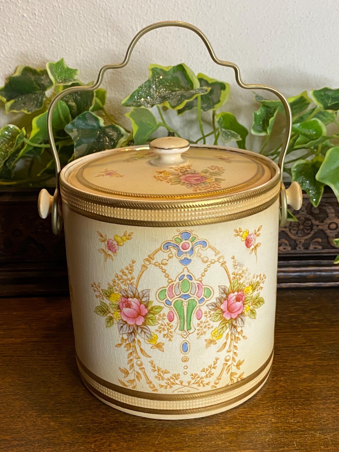 Crown Devon Blush Art Nouveau Biscuit Barrel - Etsy UK